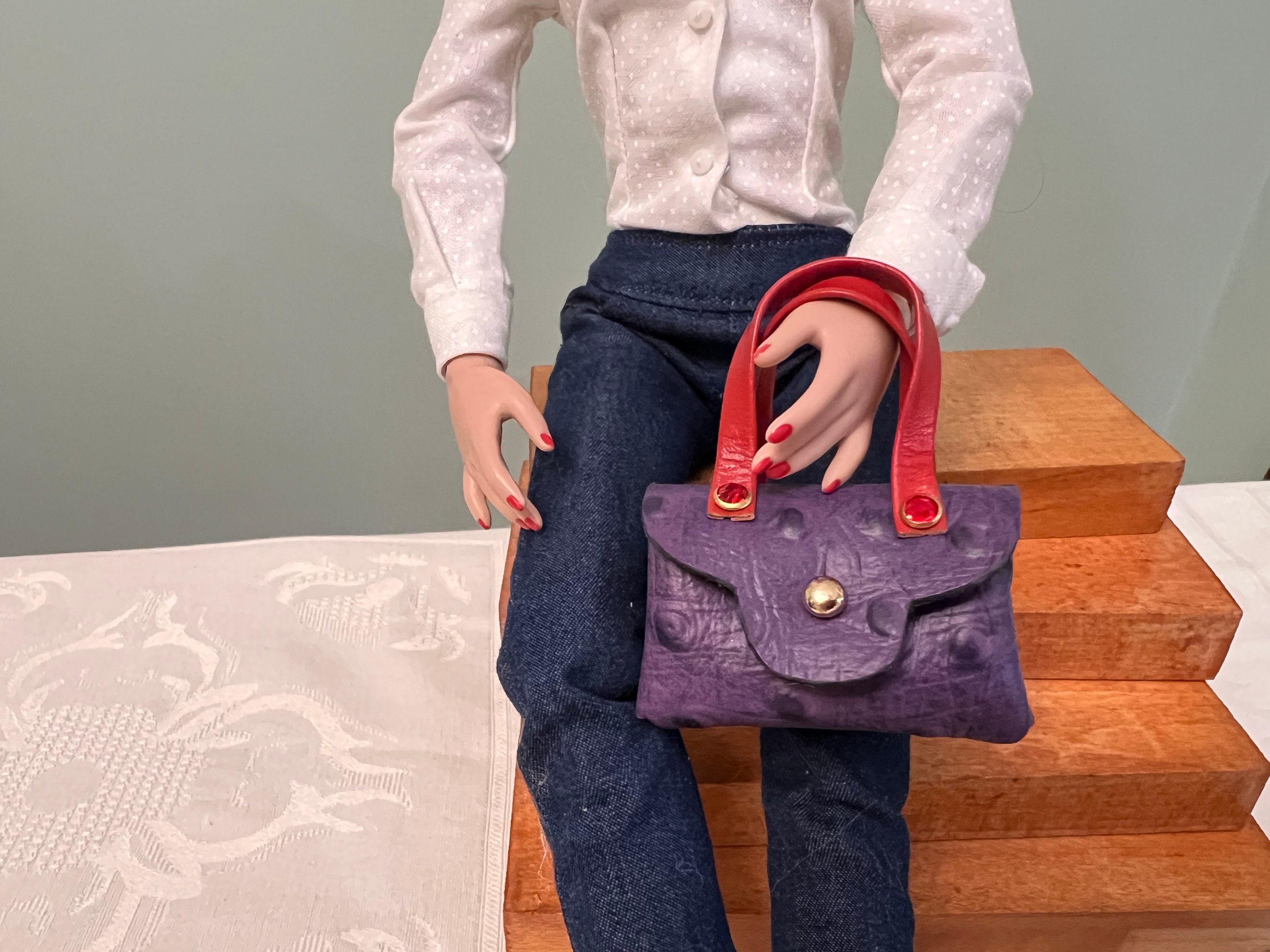 Ostrich Leather Doll Purse/fashion Handbag for 16" Dolls/italian ...