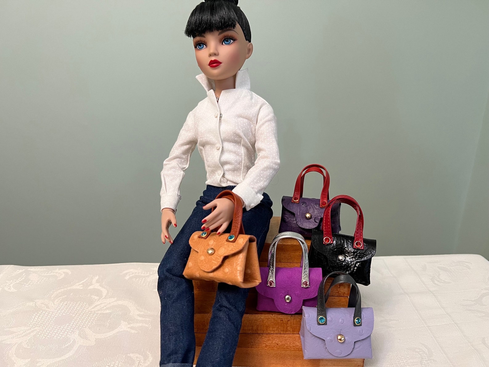 Ostrich Leather Doll Purse/fashion Handbag for 16" Dolls/italian ...
