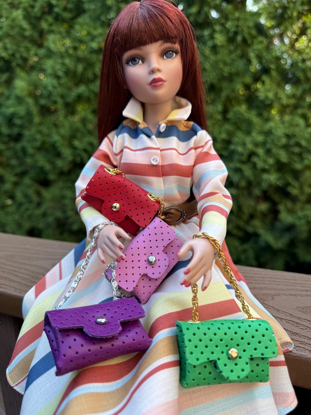 Perforated Italian Leather Doll Purse, Miniature Fashion Handbag - Etsy