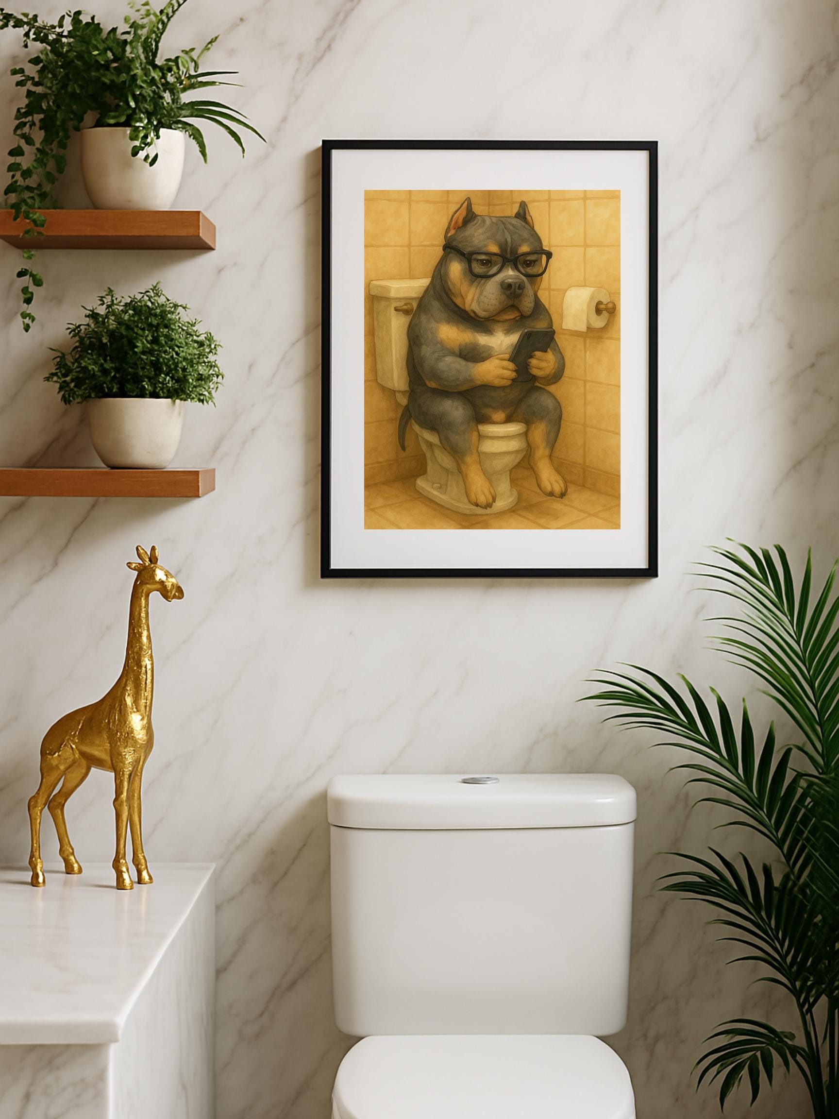 Funny American Bully Bathroom Art | Toilet Dog Printable | Bully Wall ...