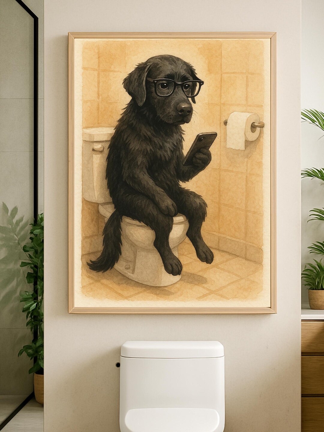 Funny Black Labrador Bathroom Art | Toilet Dog Printable | Pet Humor ...