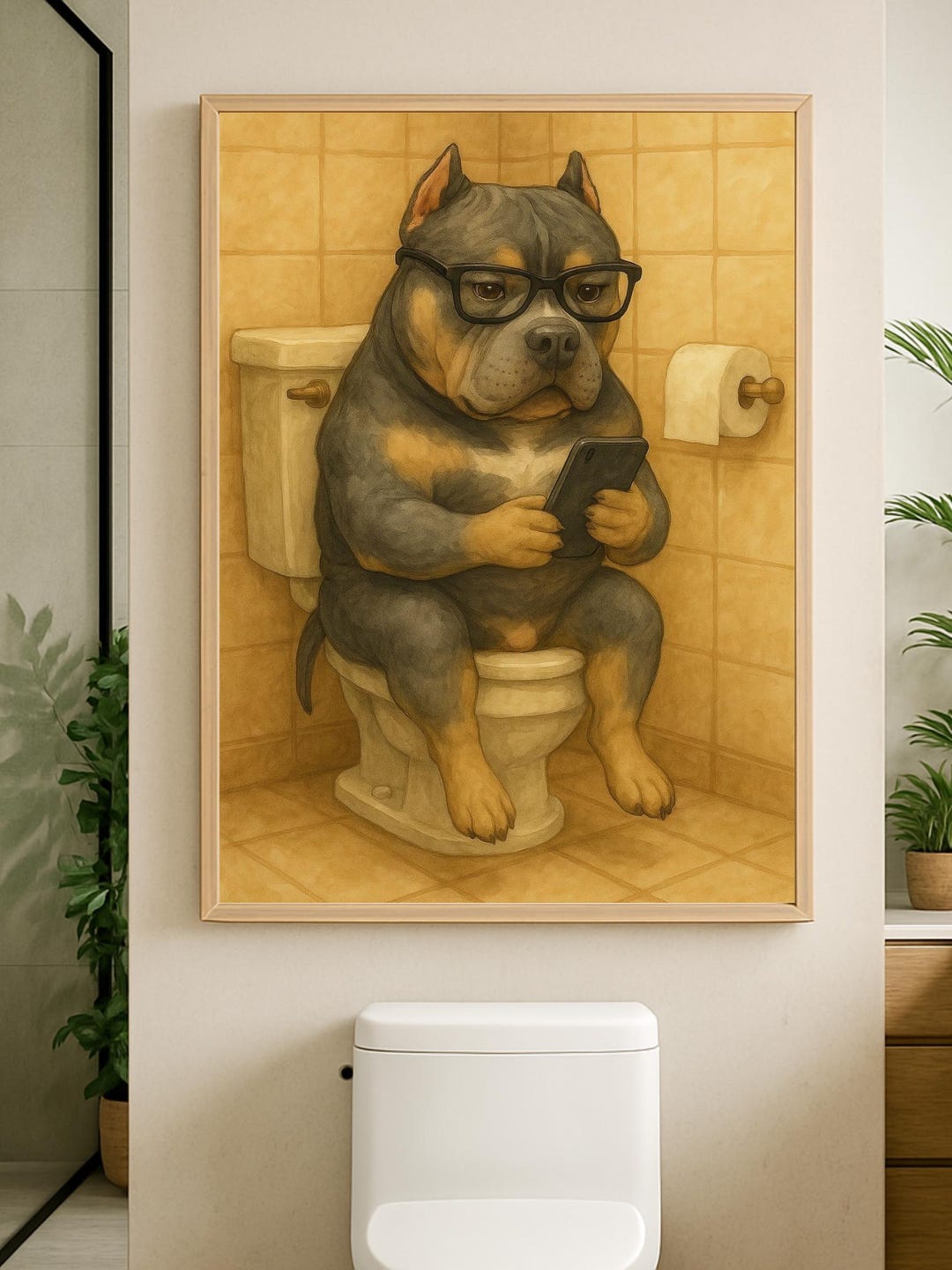 Funny American Bully Bathroom Art | Toilet Dog Printable | Bully Wall ...