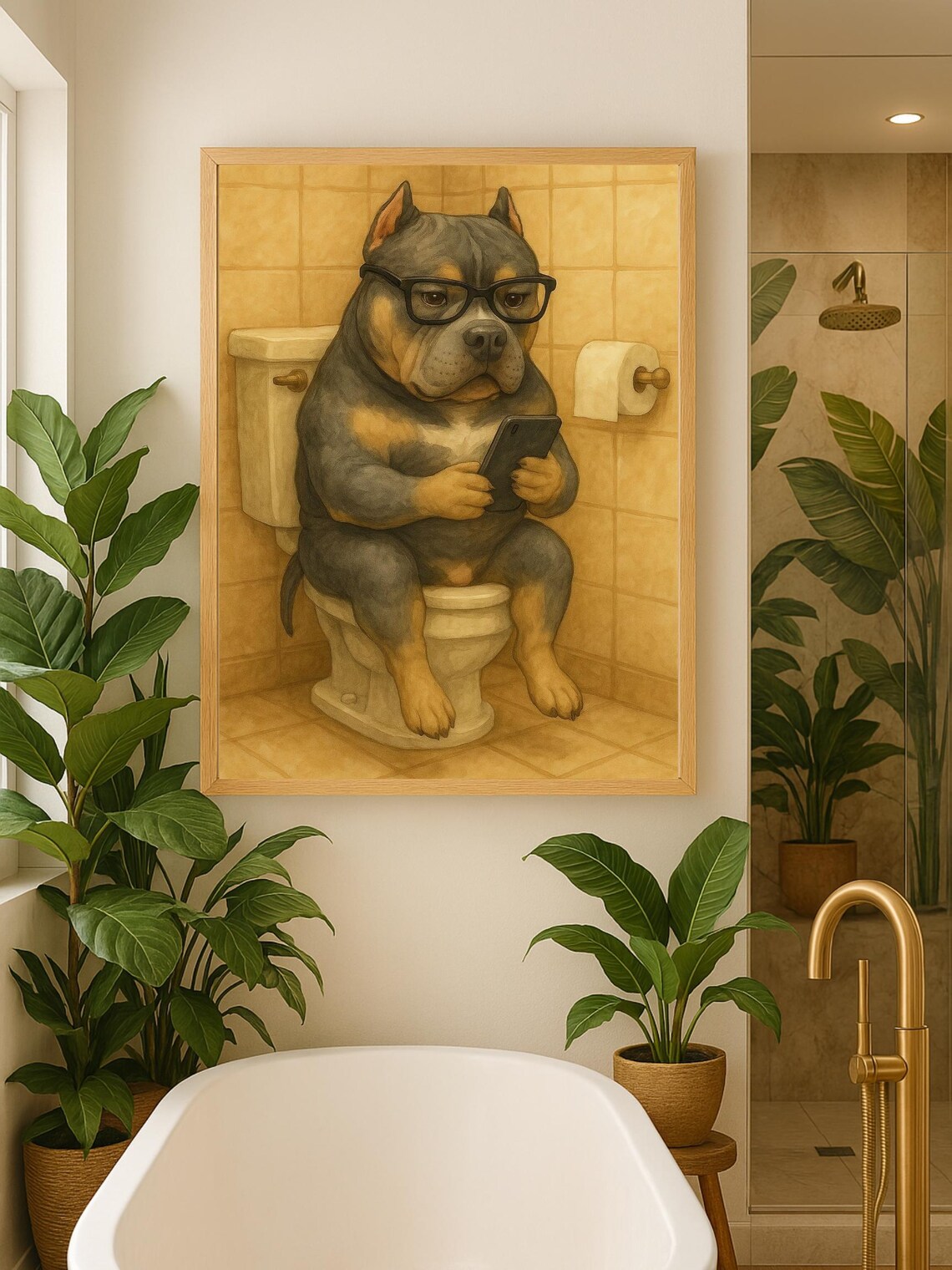 Funny American Bully Bathroom Art | Toilet Dog Printable | Bully Wall ...