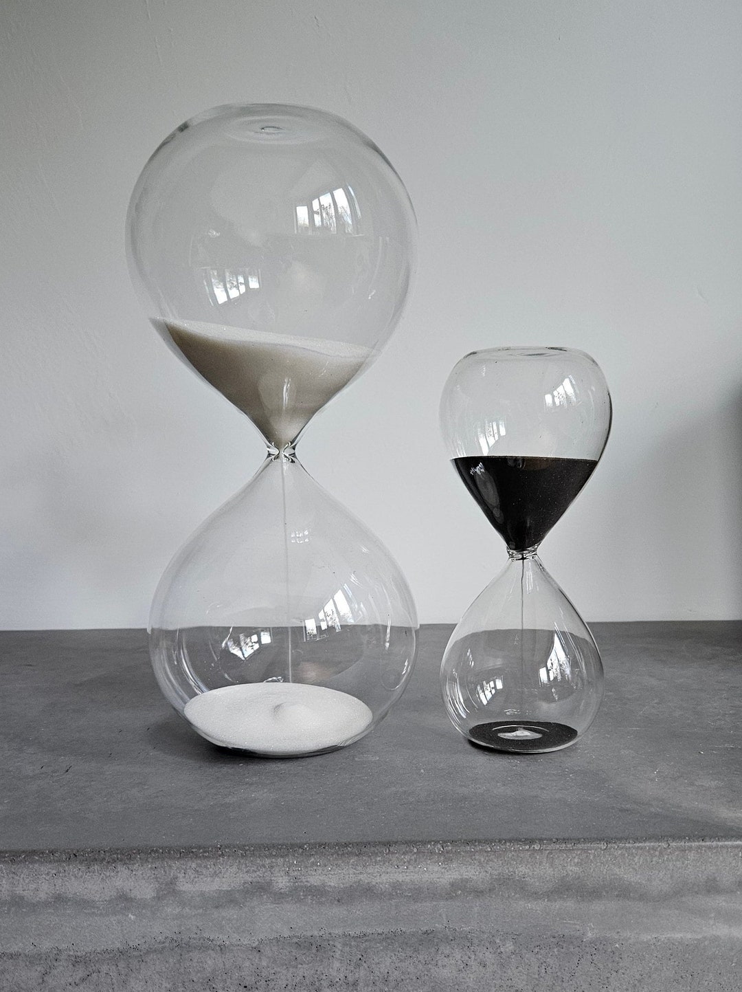 Black White Sand Timer Glass Ornament 15 Minutes Japandi Nordic Scandi ...