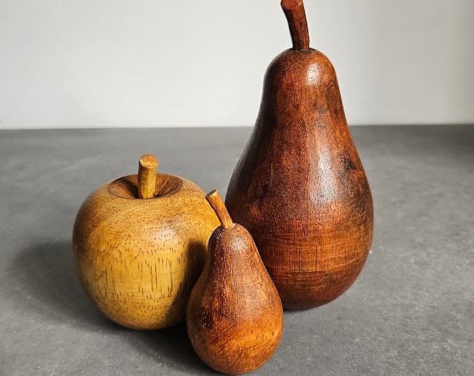Wooden Fruit Apple & Pear Ornament, Home Decor Items, Rustic Wood ...