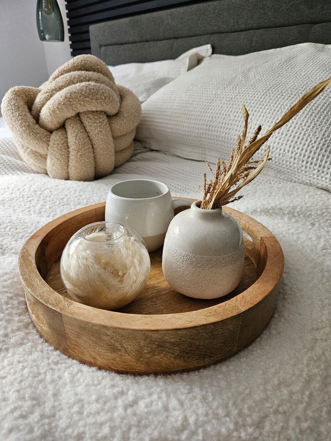 Wooden Decorative Tray With Handles Ornament Display Stand | Chunky ...