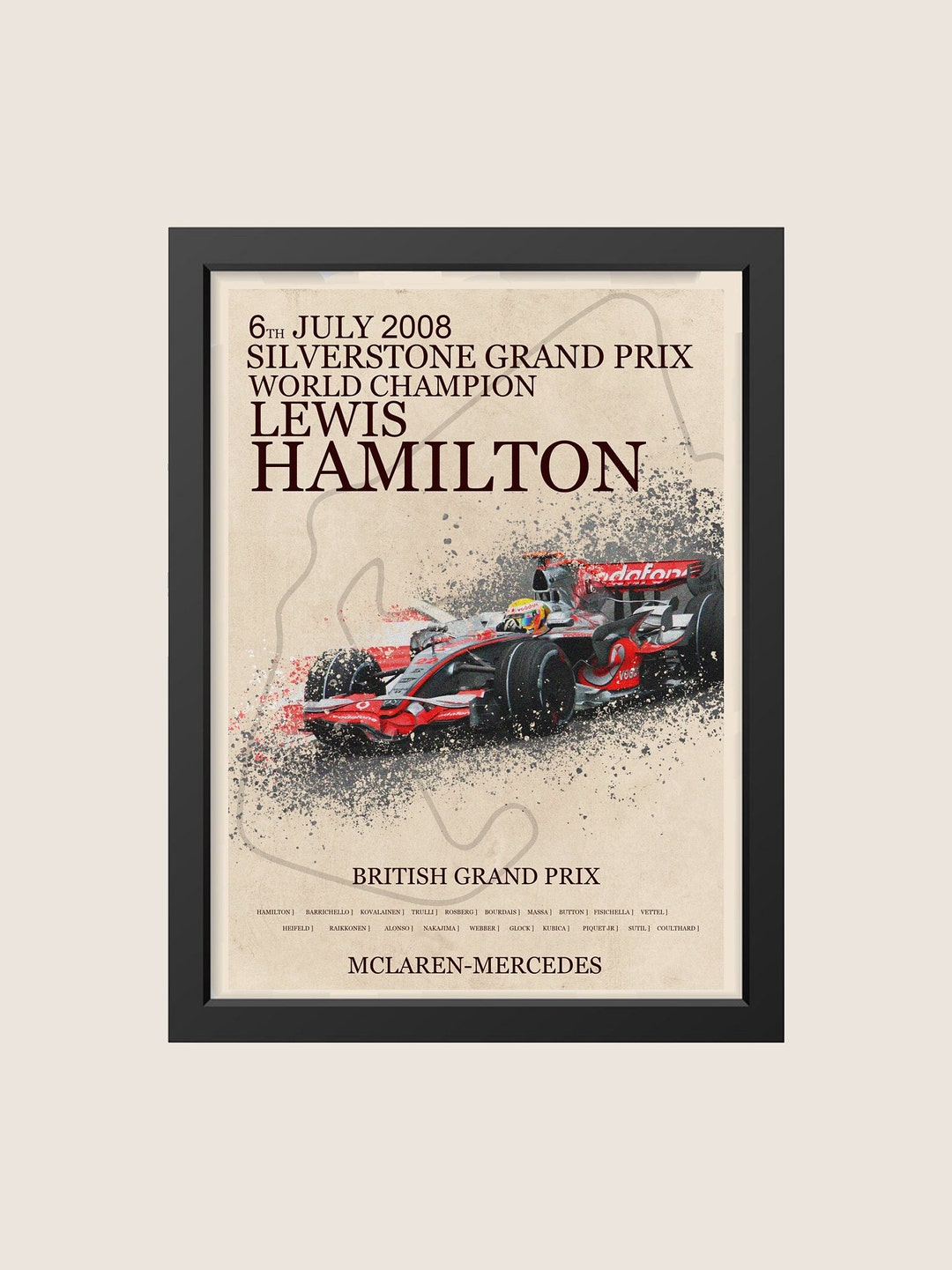 Lewis Hamilton 2008 World Champion Poster | Silverstone Poster ...
