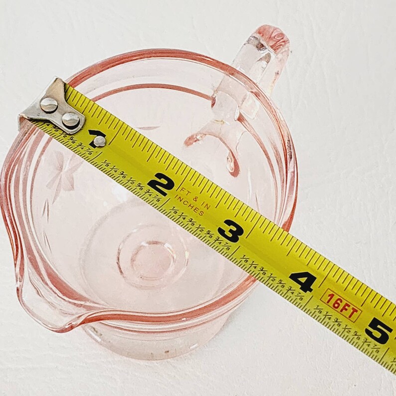 Vintage Footed Pink Depression Glass Creamer Pitcher Etched Daisy ...