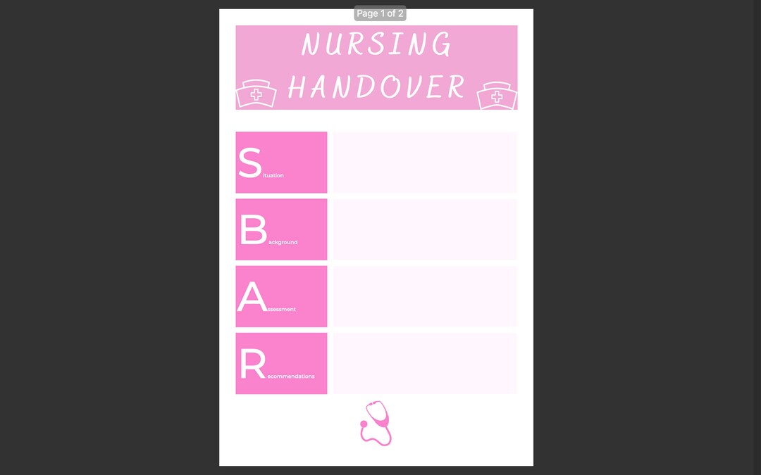 Nursing Handover Template - Etsy