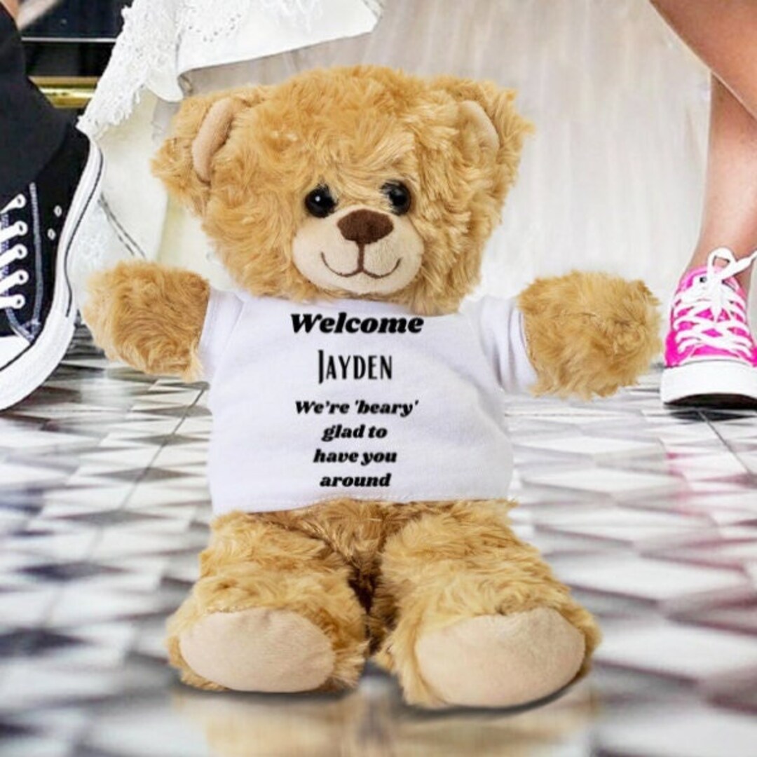 Custom Welcome Teddy Bear, Special Keepsake, New Arrival Bear ...