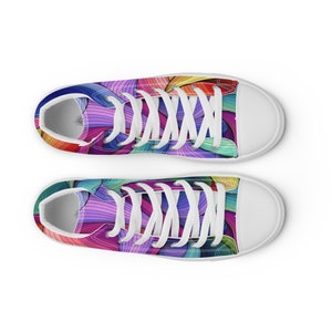 Men's Retro Rainbow High-tops, Bold Rainbow Kicks, Vintage Wavy Rainbow ...