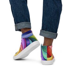 Men's Retro Rainbow High-tops, Bold Rainbow Kicks, Vintage Wavy Rainbow ...