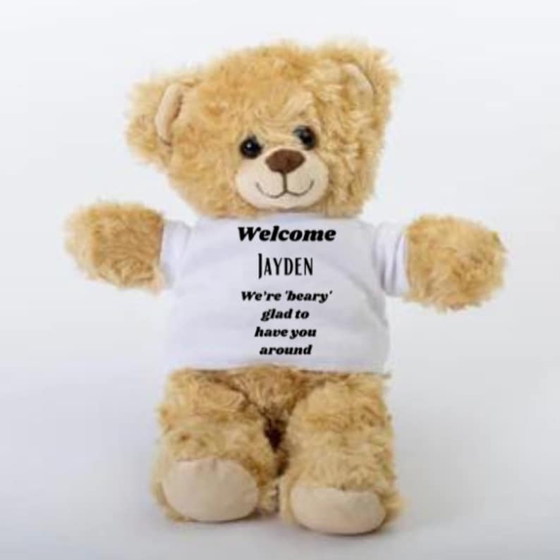 Custom Welcome Teddy Bear, Special Keepsake, New Arrival Bear ...