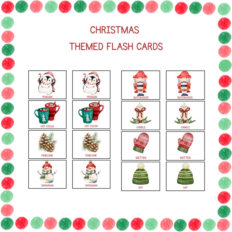Christmas Flash Cards for Kids | 40 Christmas Words | 80 Printable ...