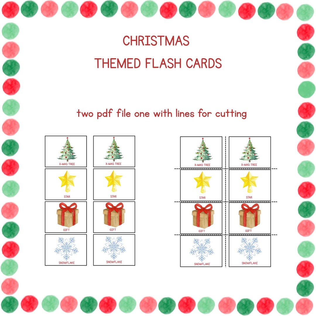 Christmas Flash Cards for Kids | 40 Christmas Words | 80 Printable ...