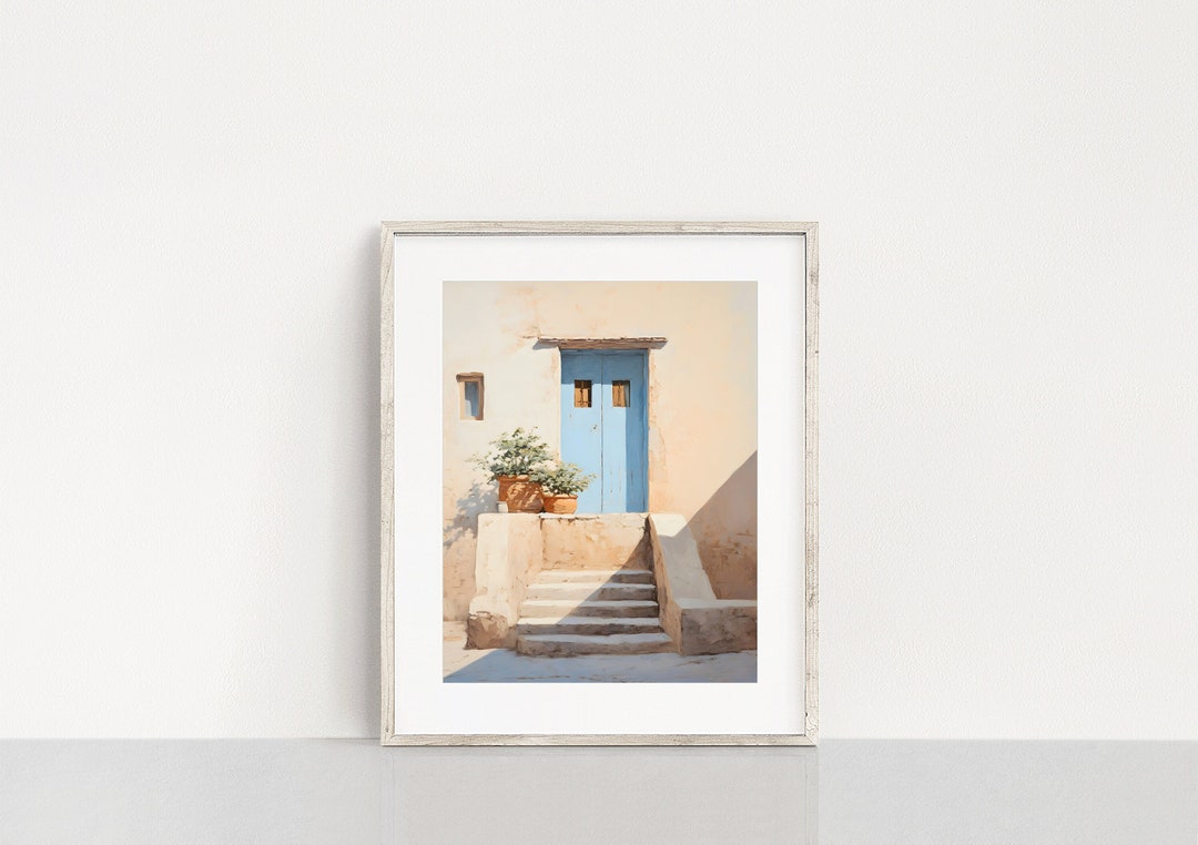 PRINTABLE Mediterranean Blue Door Painting | Summer Mediterranean Decor ...