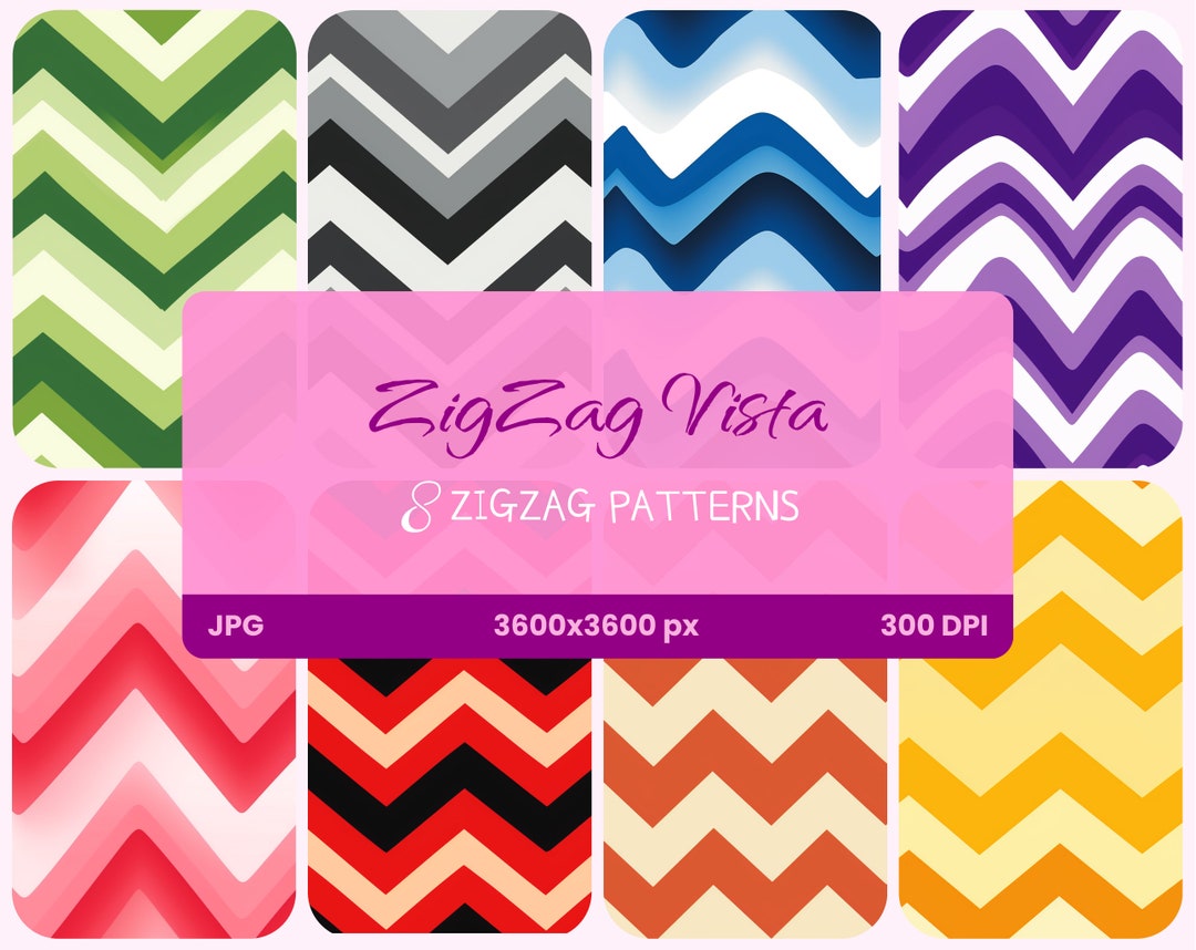 Zigzag Vista: Chevron Patterns, Digital Download, Dynamic Zigzag Formations. 8-pack - Etsy