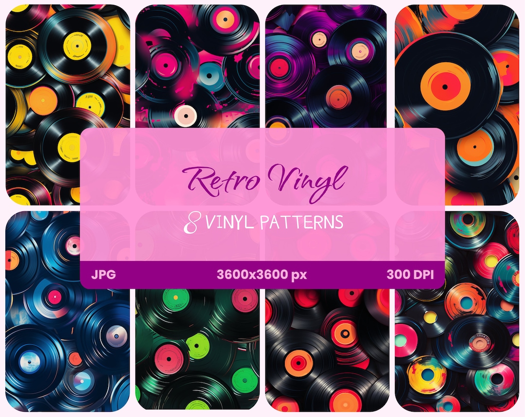 Retro Vinyl: Vinyl Records Patterns, Digital Download, Spray Paint Art ...