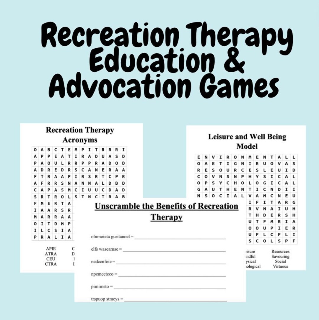 Recreation Therapy Education & Advocation Games - Etsy