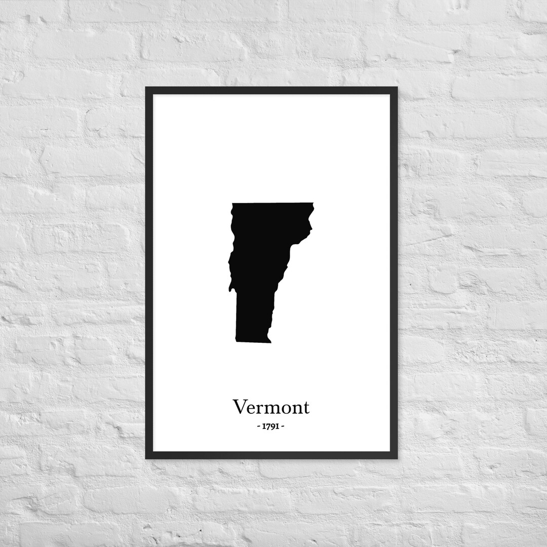 Classic and Minimalist Map Print of Vermont Timeless Design for Elegant ...