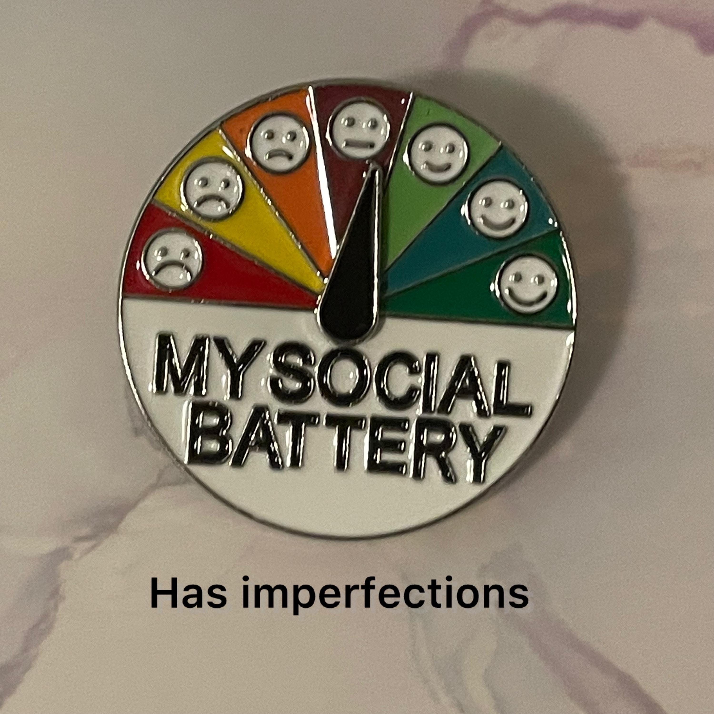 Social Battery Enamel Pins With Imperfections - Etsy