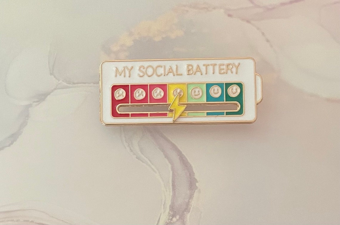Social Battery Enamel Pins - Etsy