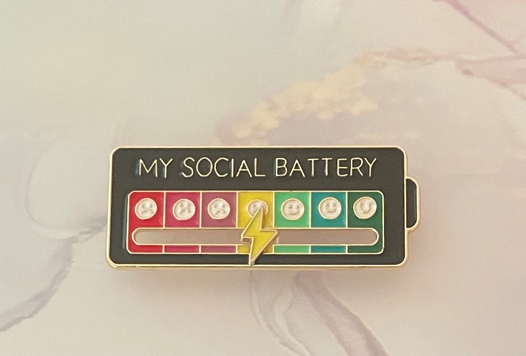 Social Battery Enamel Pins - Etsy