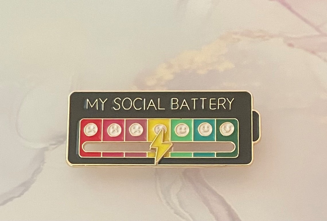 Social Battery Enamel Pins - Etsy