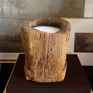 Large Rustic Wooden Mortar Grinder Candle - Etsy