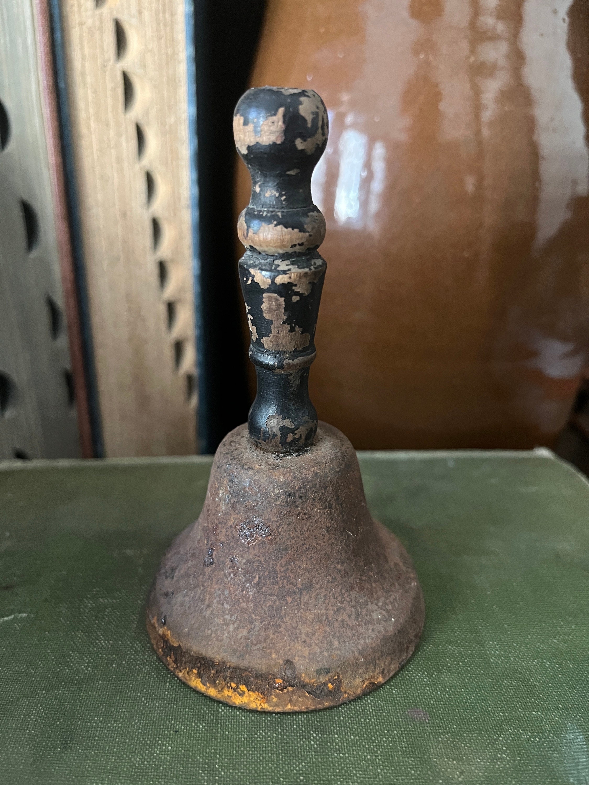 Antique School Bell Turned Wood Handle - Etsy