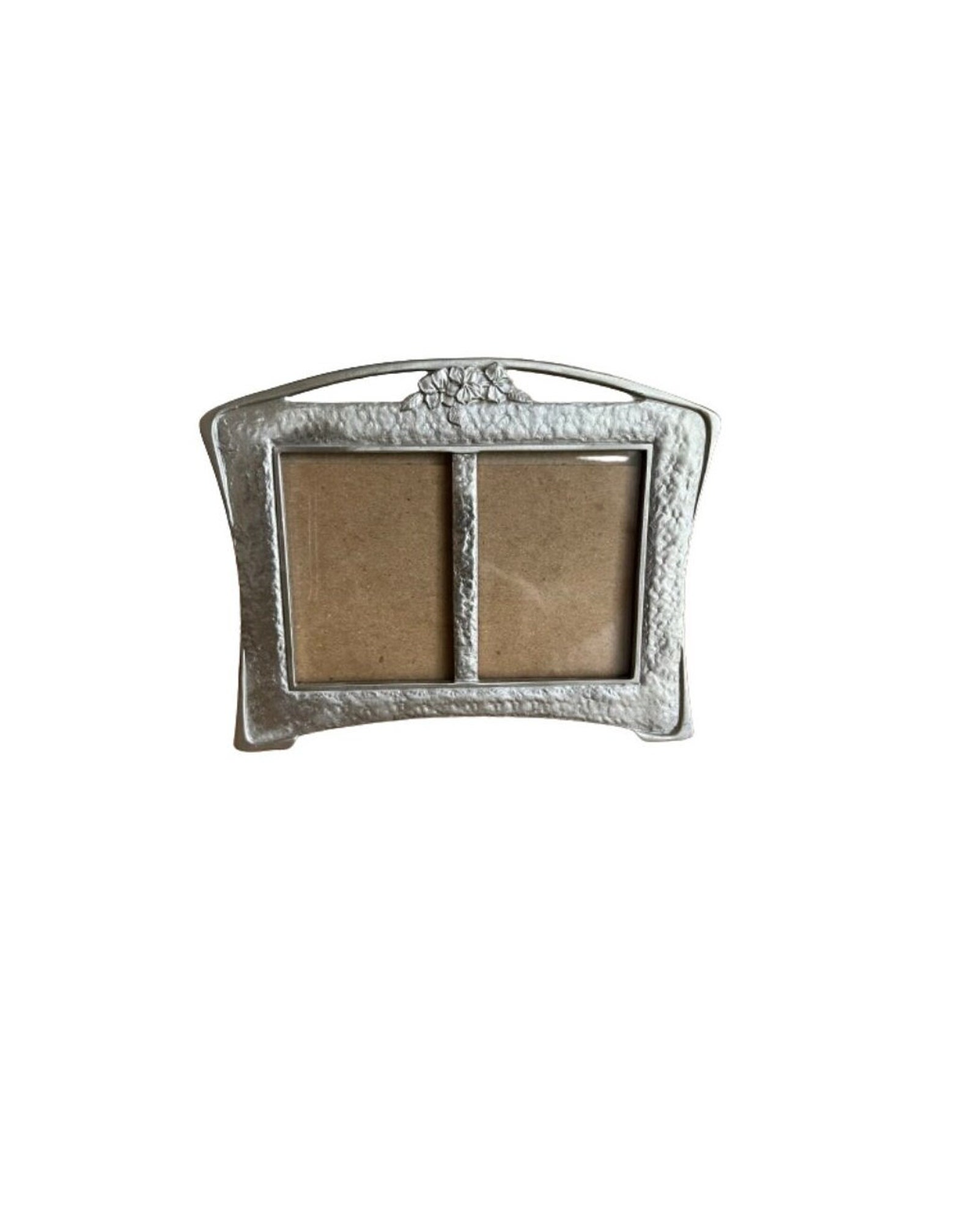 Vintage Pewter Picture Frame, Double Photo Holder, PF 804 Floral Design ...