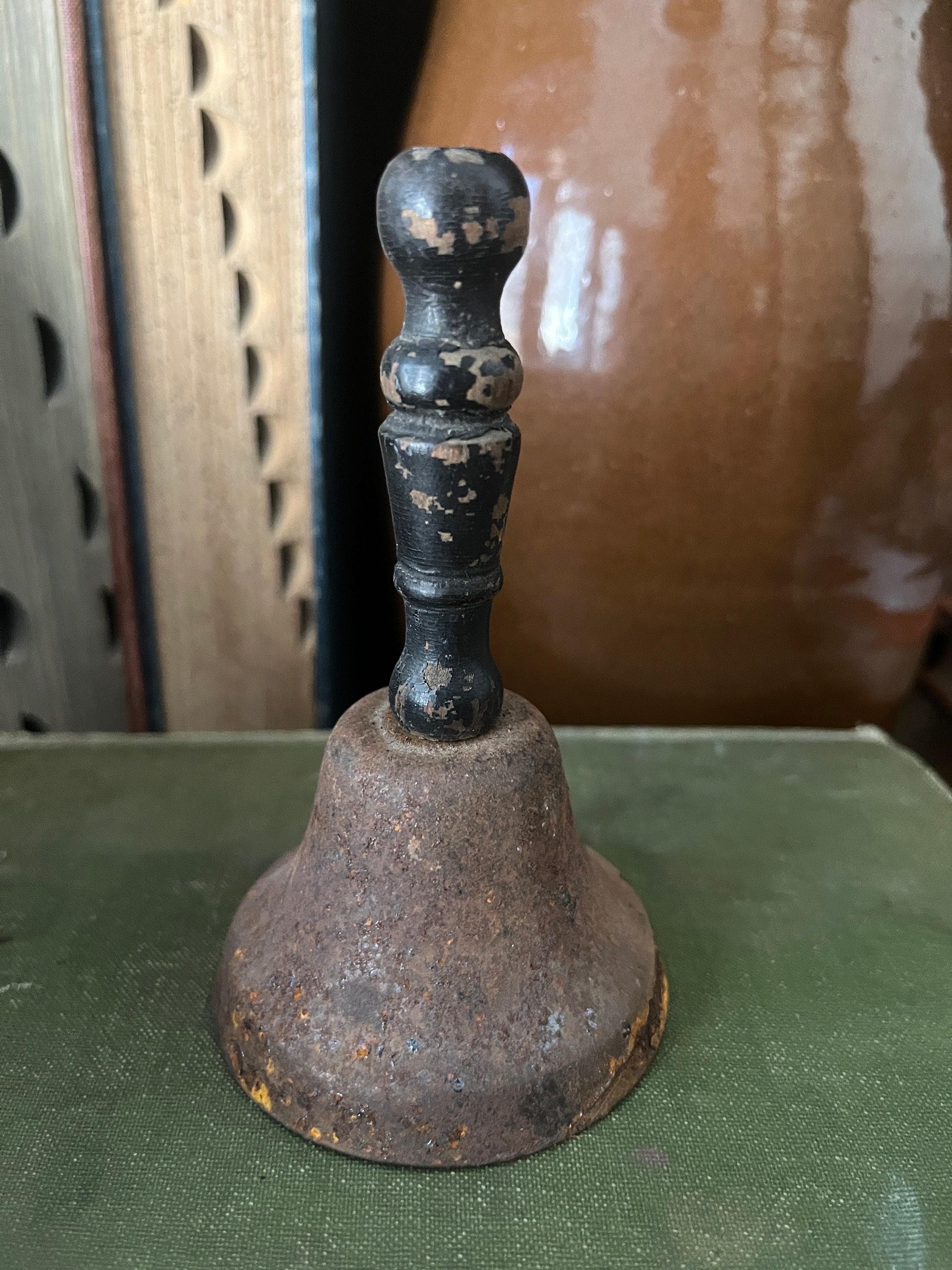 Antique School Bell Turned Wood Handle - Etsy