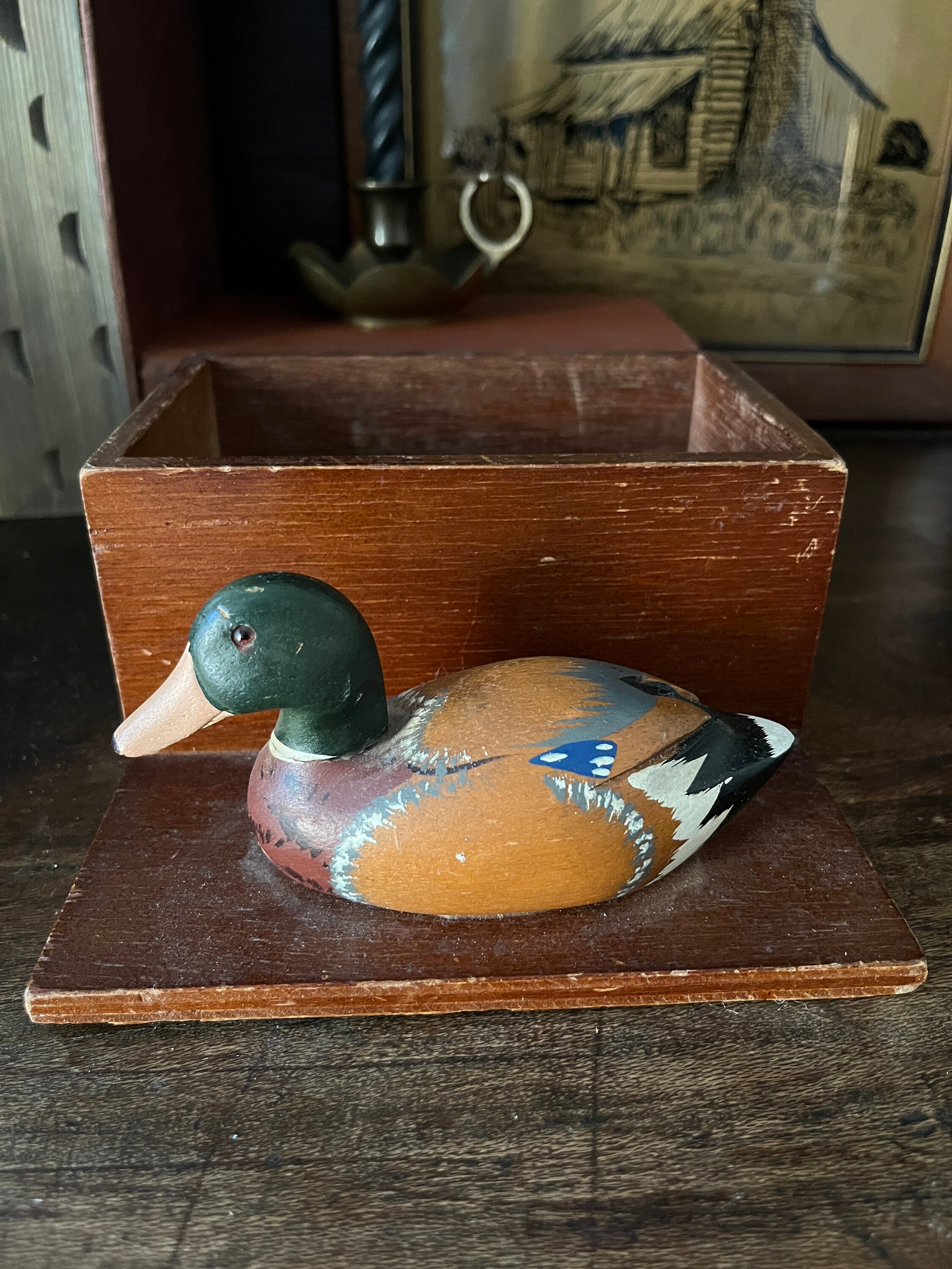 Vintage Wood Box With Duck, Davidson Uphoff - Etsy