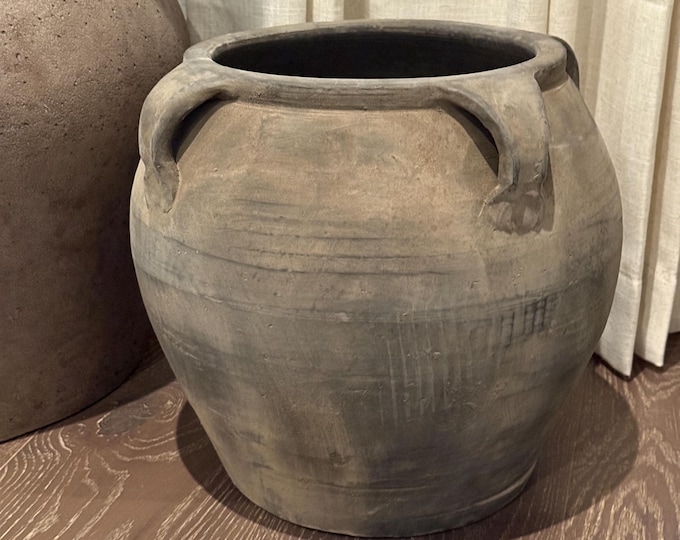 Large Vintage Clay Vessel 4 Handles Chinese Water Pot - Etsy