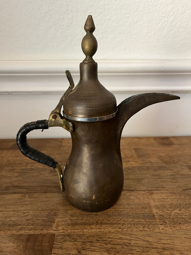 Vintage Brass Dallah Teapot Made in Syria With Woven Leather - Etsy