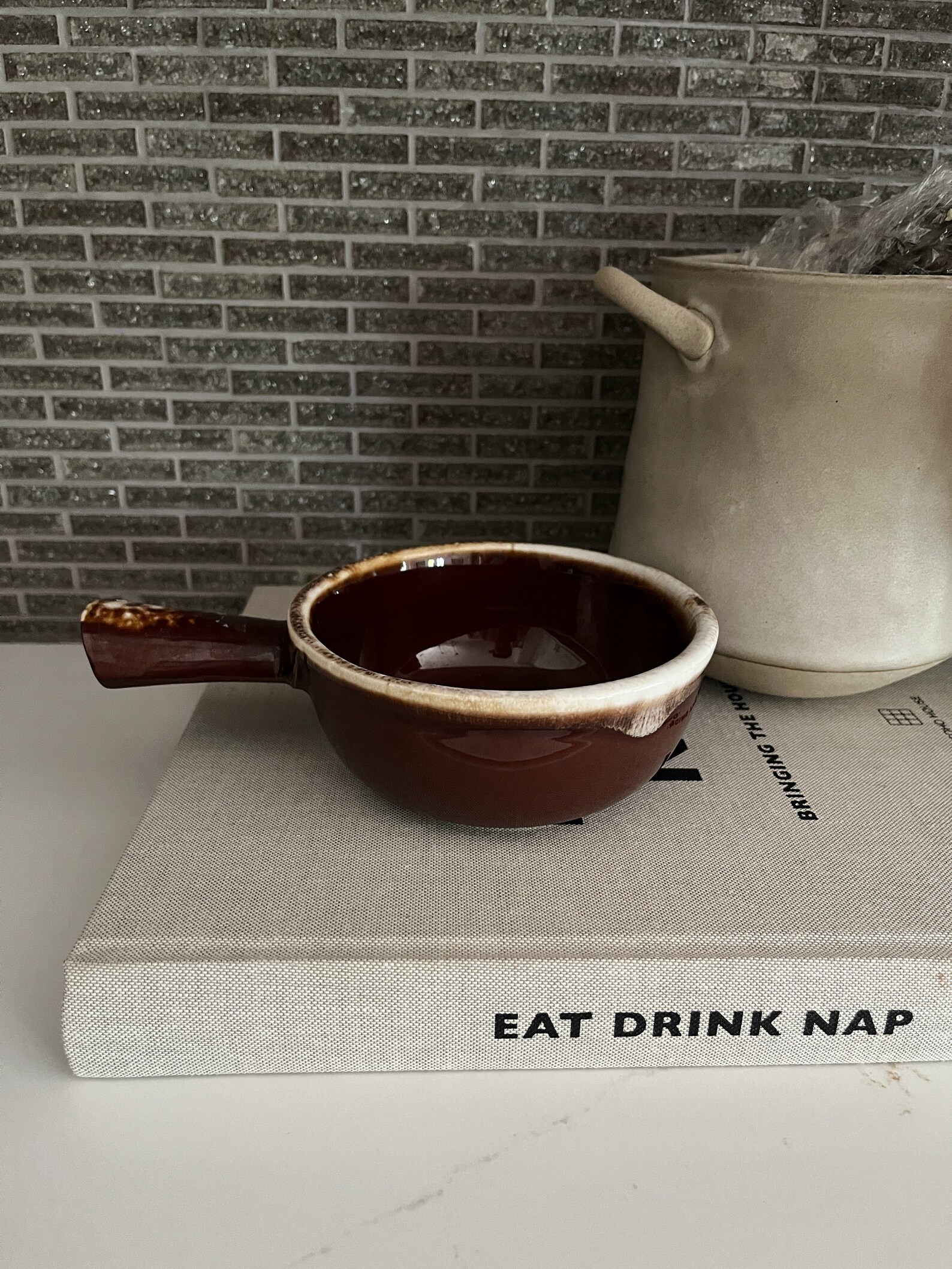 Vintage Mccoy Pottery 7050 Drip Soul Bowl With Lug Handle - Etsy