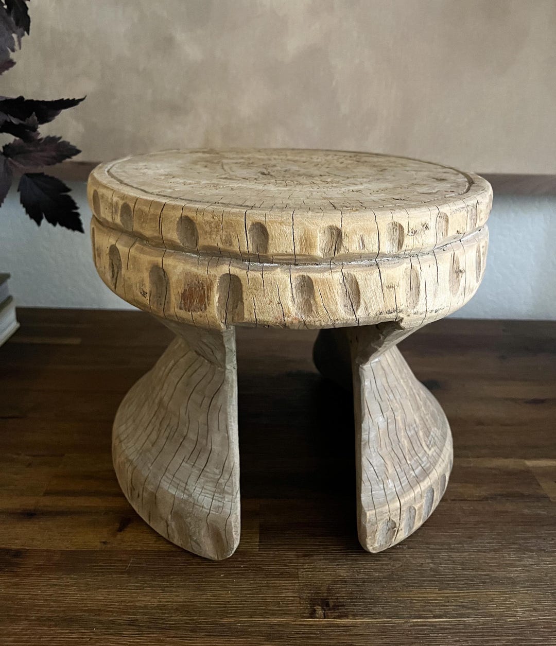 Vintage Carved Wood Mini Stool - Etsy