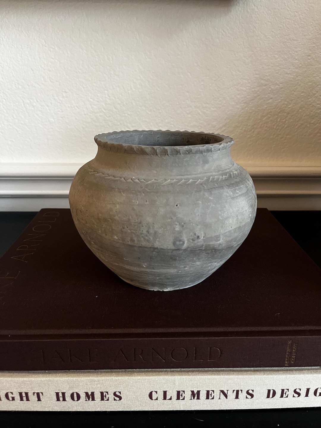 Vintage Clay Pot With Scalloped Detail - Etsy
