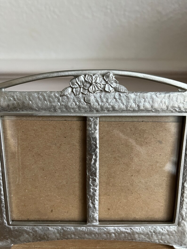 Vintage Pewter Picture Frame, Double Photo Holder, PF 804 Floral Design ...