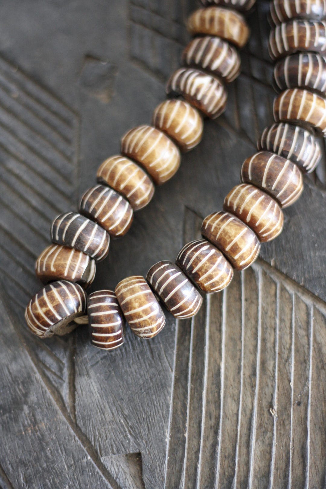 Vintage African Batik Bone Bead Strand - Etsy