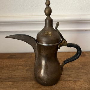 Vintage Brass Dallah Teapot Made in Syria With Woven Leather - Etsy