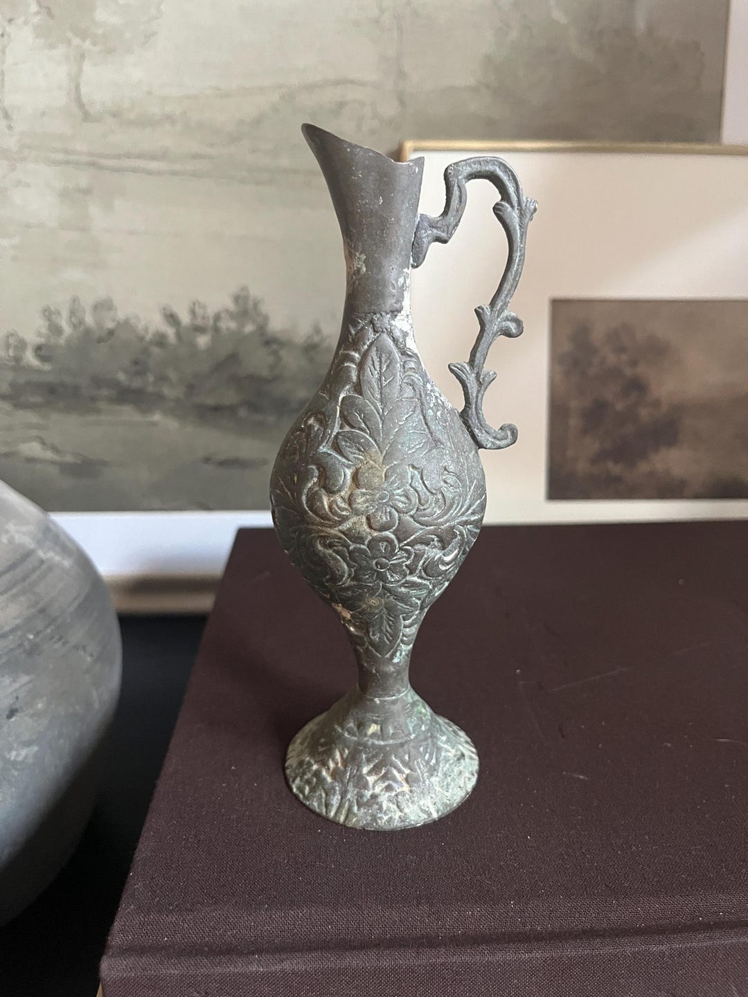 Unique Antique Ornate Victorian Ewer Pitcher Bronze or Brass Floral ...