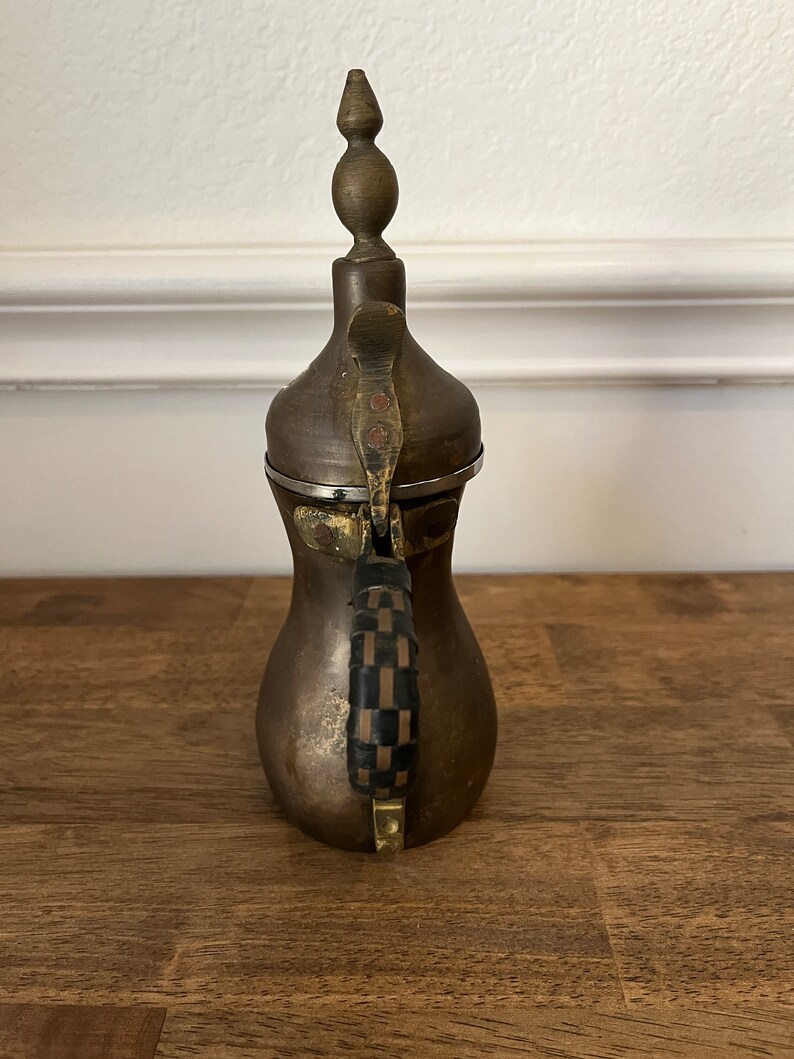 Vintage Brass Dallah Teapot Made in Syria With Woven Leather - Etsy