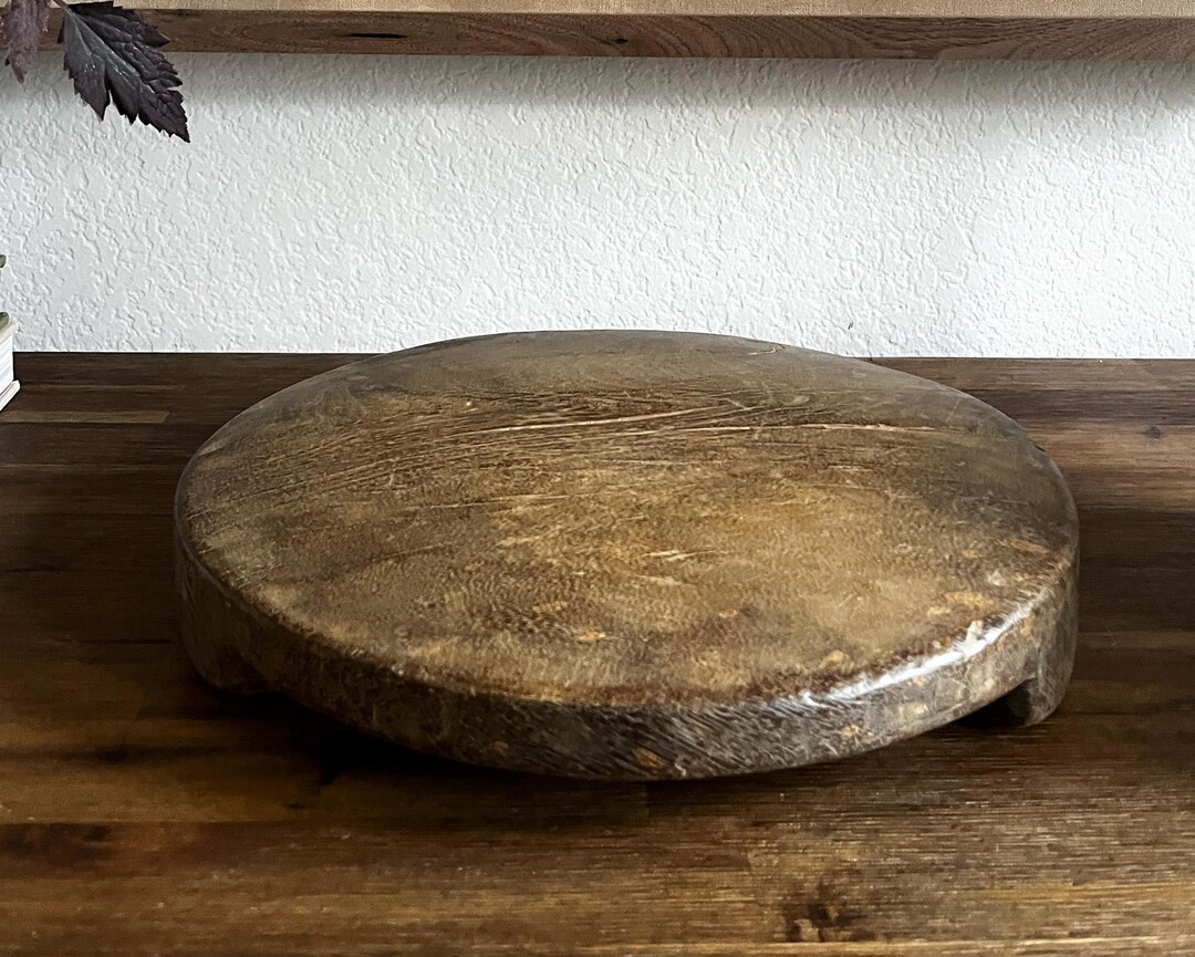 Large Vintage Round Wood Riser - Etsy