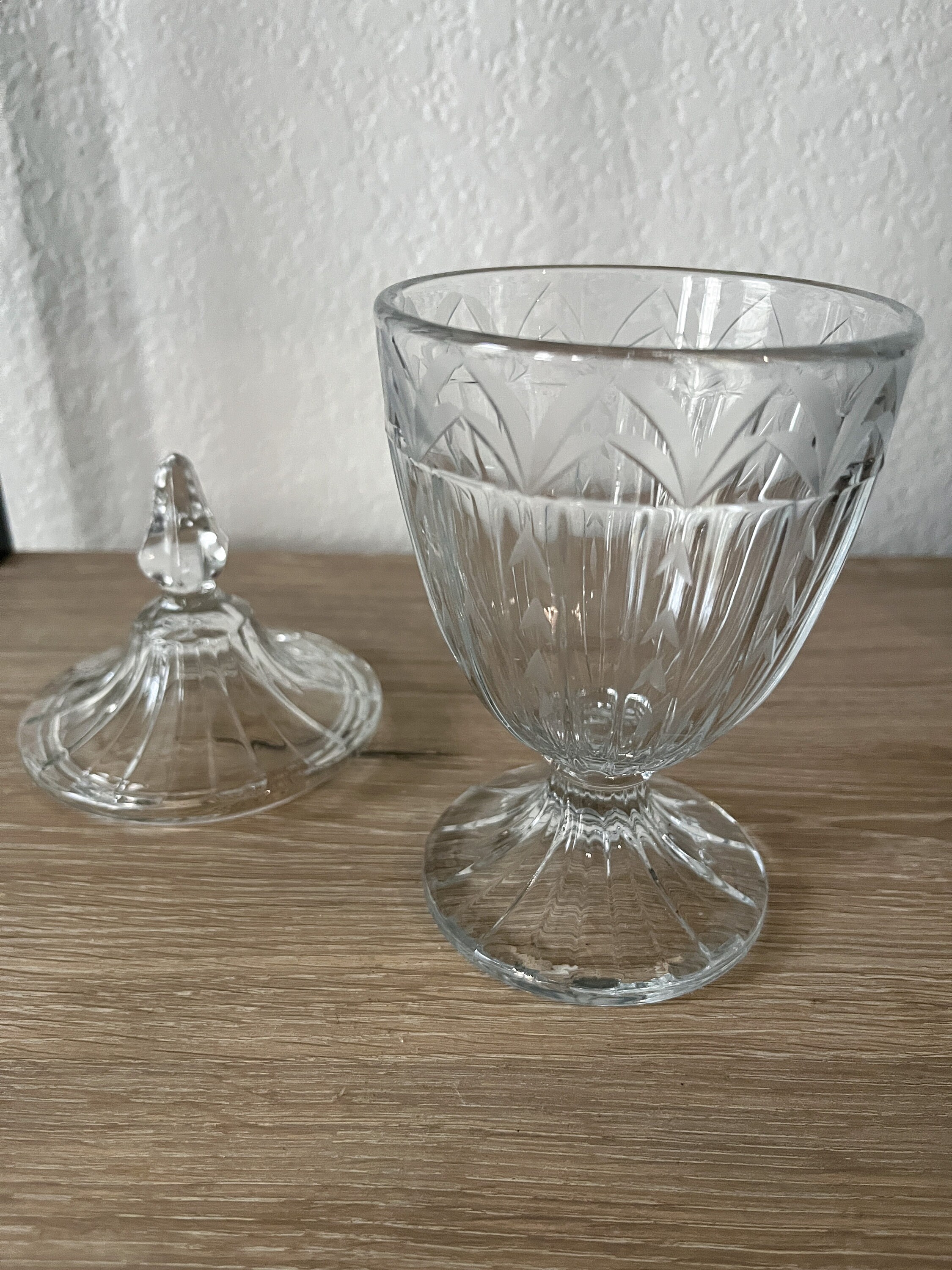 Cut Glass Etched Candy Dish With Lid Vintage - Etsy