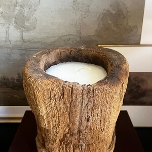 Large Rustic Wooden Mortar Grinder Candle - Etsy