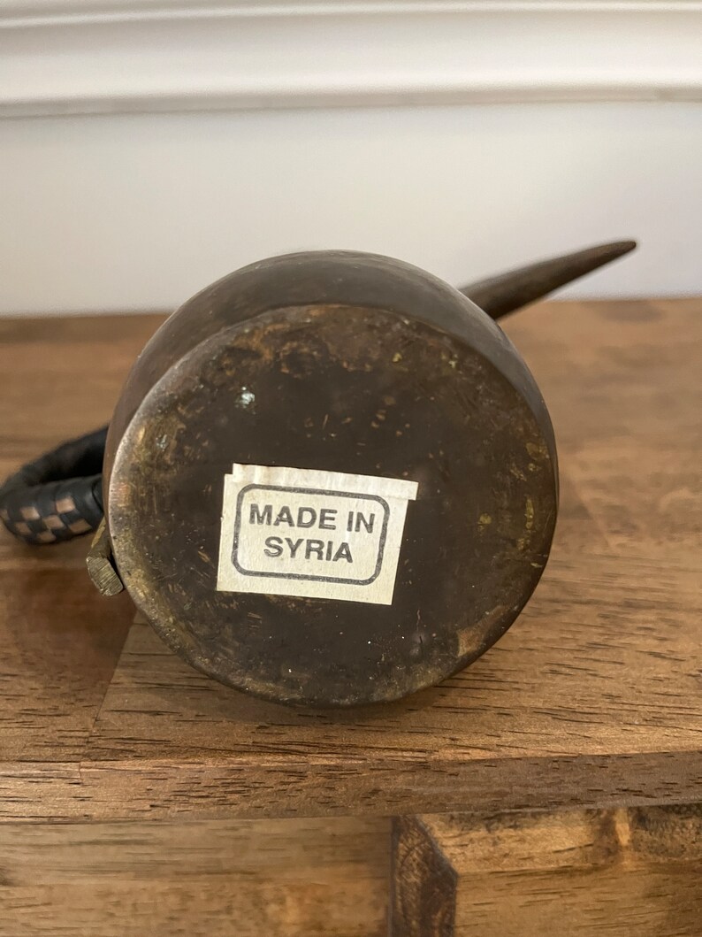 Vintage Brass Dallah Teapot Made in Syria With Woven Leather - Etsy