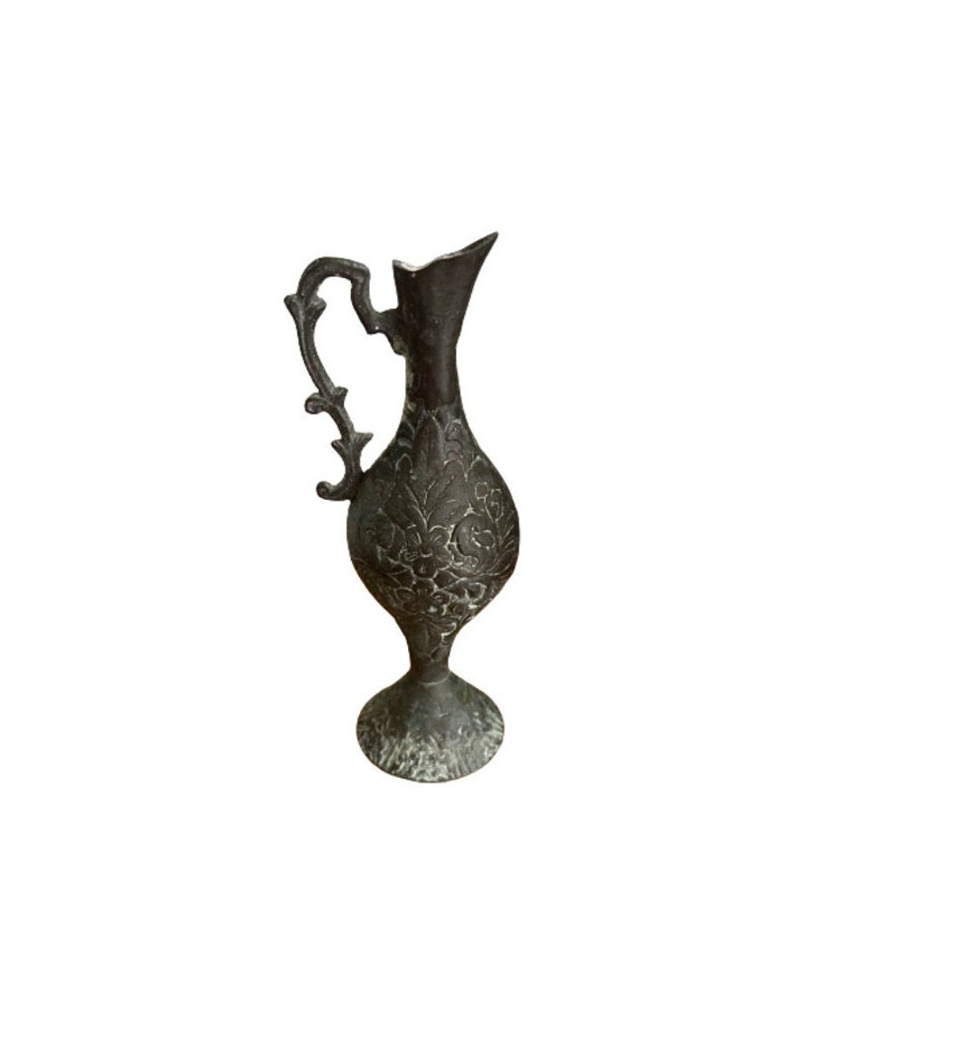 Unique Antique Ornate Victorian Ewer Pitcher Bronze or Brass Floral ...