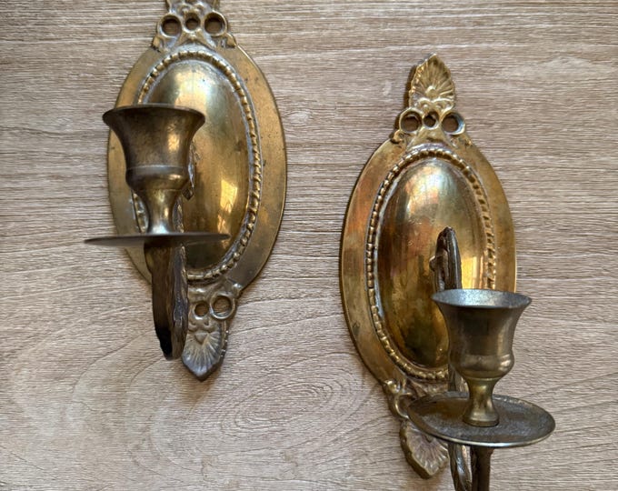 Pair of Vintage Brass Wall Sconces - Etsy