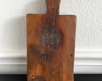 Vintage Wood Bread Board - Antique Wood Cutting Board - Round Carving ...